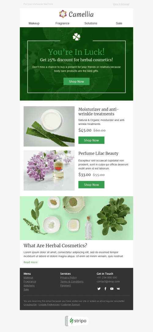 Herbal Cosmetics Email Template by Stripo.email