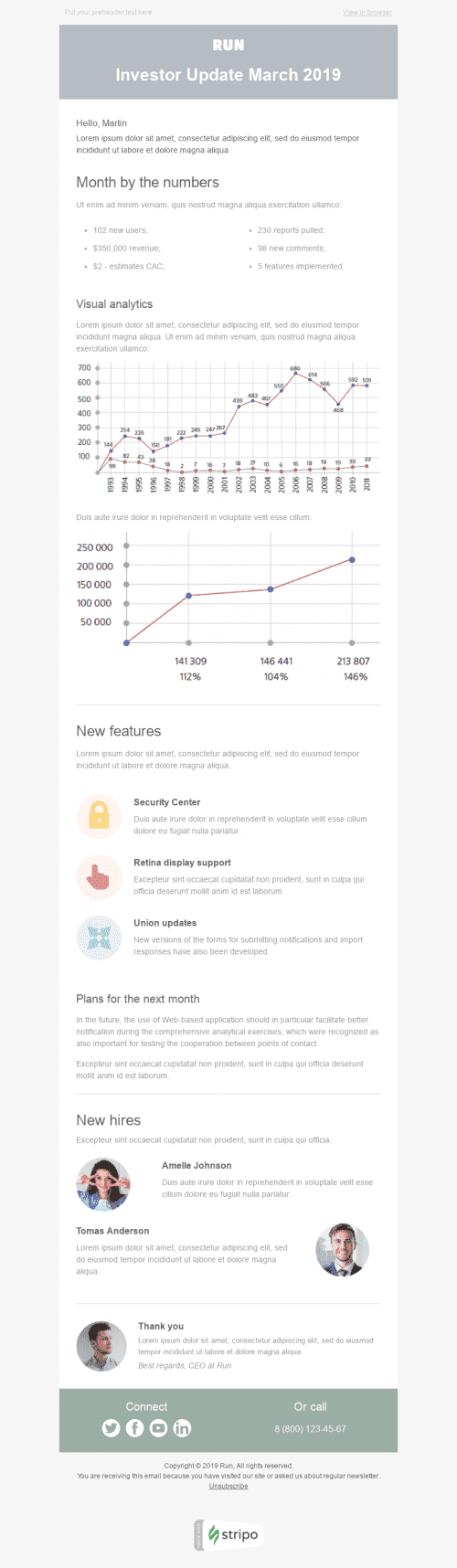 Investor Monthly Update Email Template by Stripo.email
