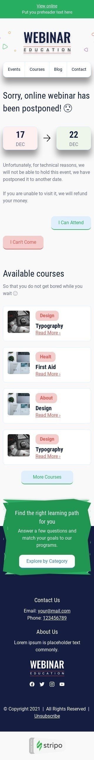 Postponed Event Email Template by Stripo.email
