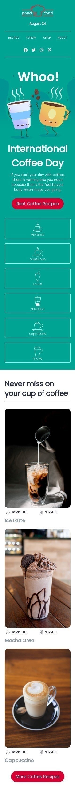 Best coffee recipes Email Template by Stripo.email