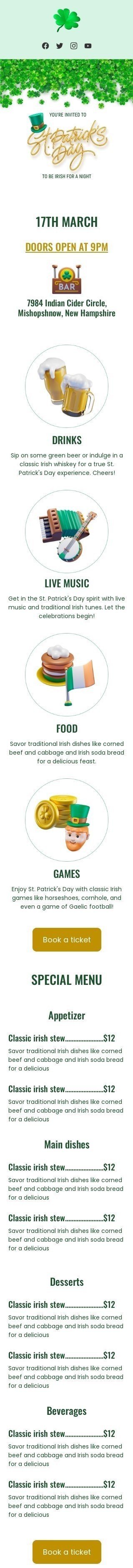 To be irish for a night Email Template by Stripo.email