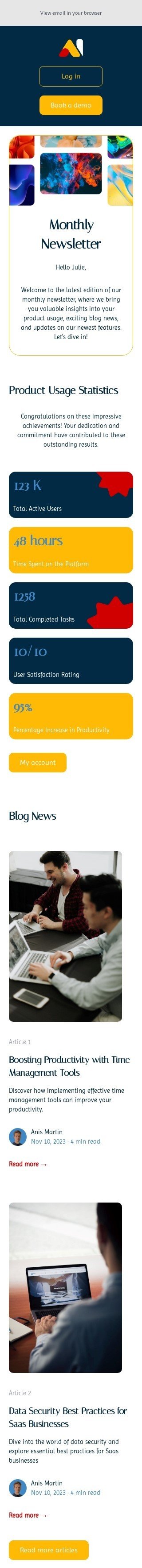 Product usage statistics Email Template by Stripo.email