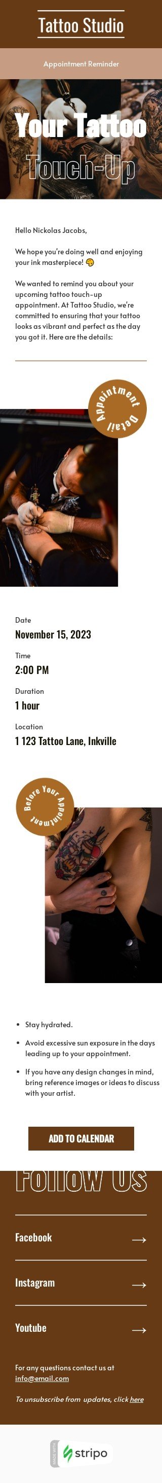 Tattoo touch-up Email Template by Stripo.email