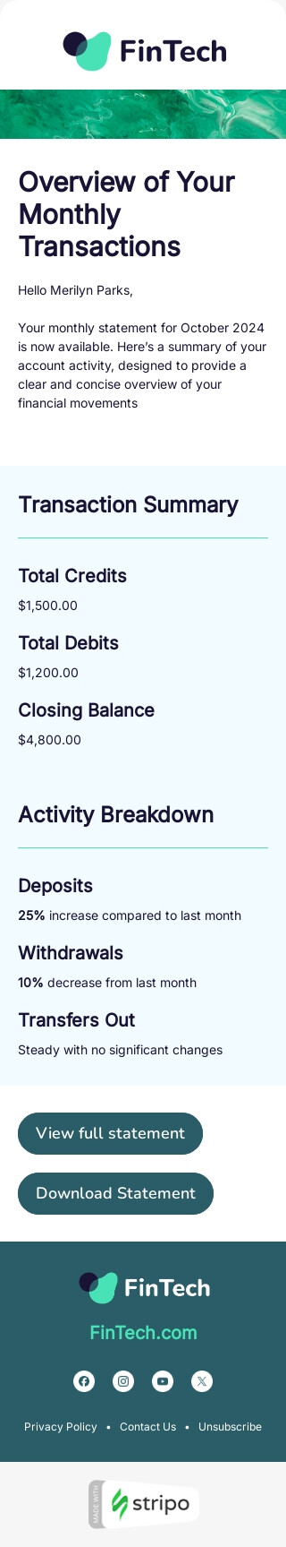 Your monthly account statement Email Template by Stripo.email