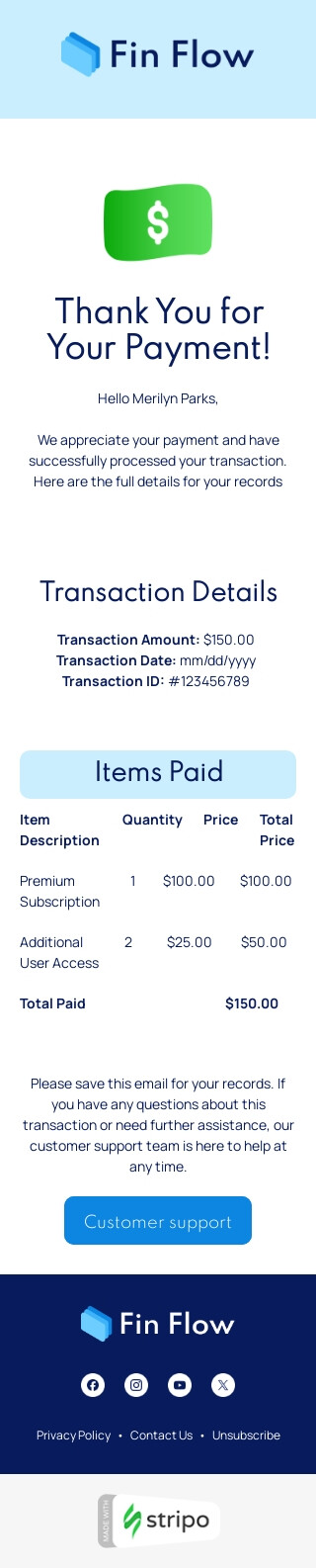 Payment confirmation Email Template by Stripo.email