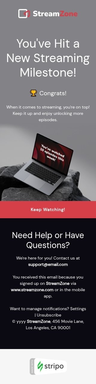 New streaming milestone Email Template by Stripo.email