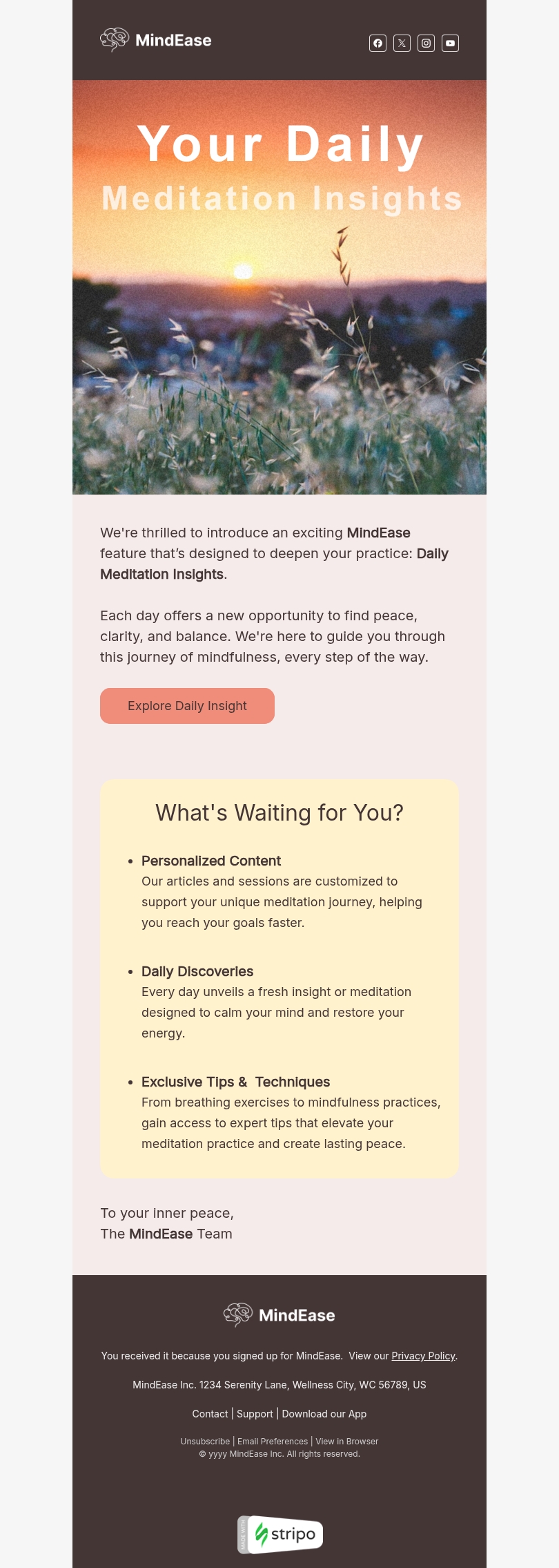 Your daily meditation insights Email Template by Stripo.email